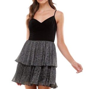 Macy's | Dresses | Velvet Finish At Bodice Tiered Metallic Threaded ...